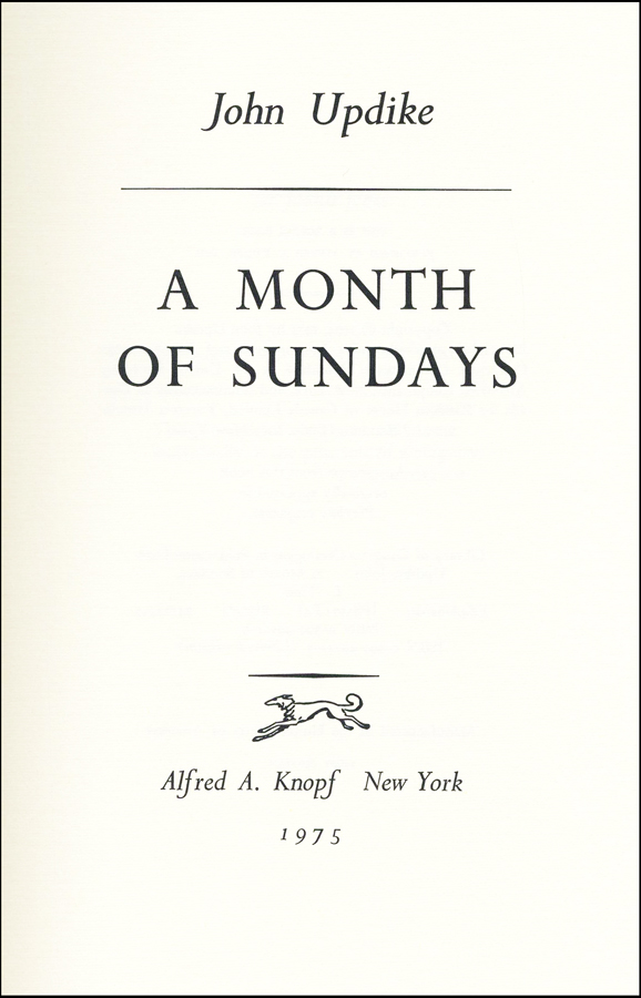 A Month of Sundays de Updike, John: Near Fine+ Cloth (1975) Limited ...