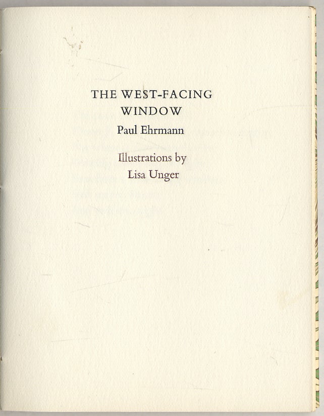 The West-Facing Window by EHRMANN, Paul: Fine Hardcover (1967 ...