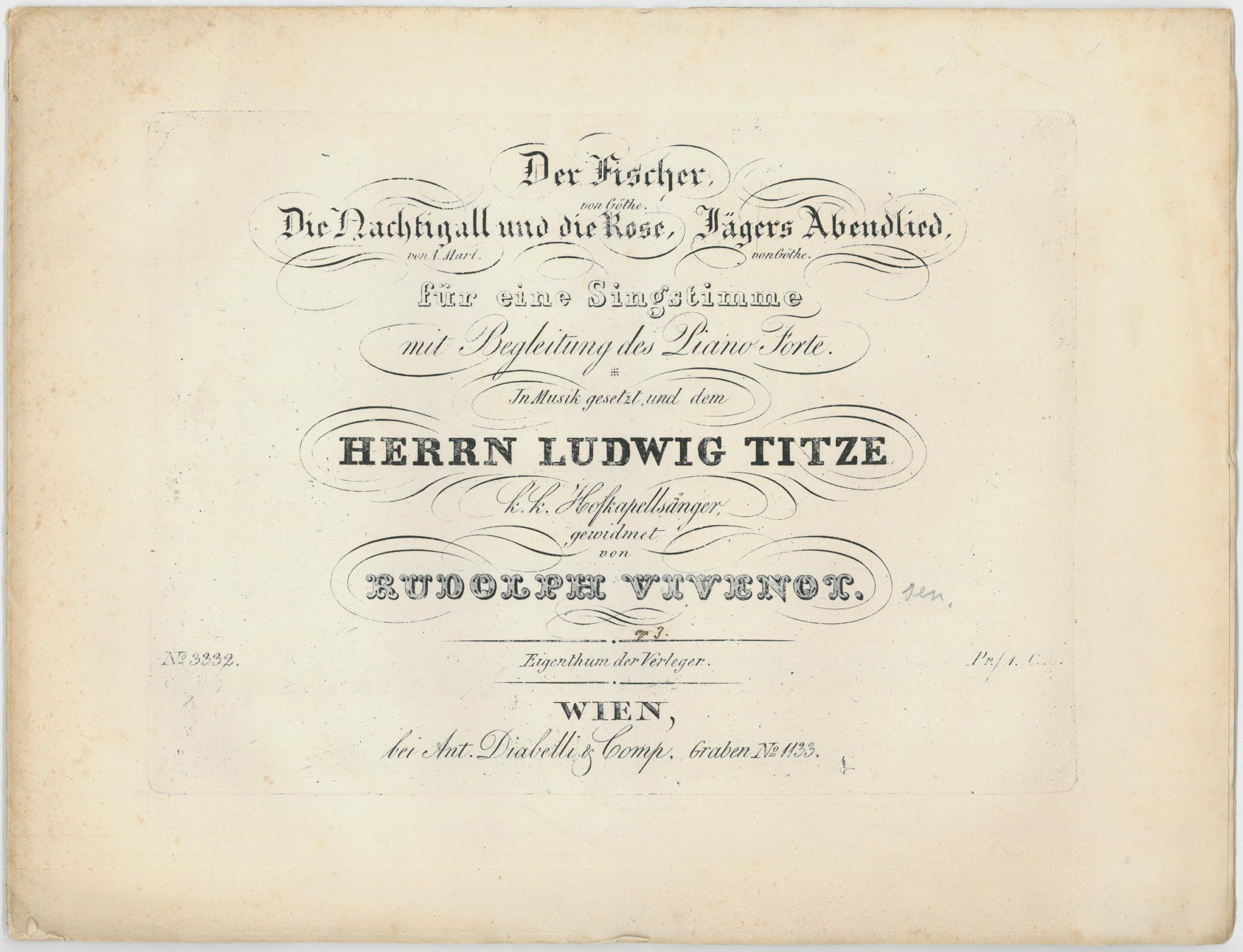 "Der Fischer von Göthe, Die Nachtigall und die Rose von A. Marl, Jägers ...
