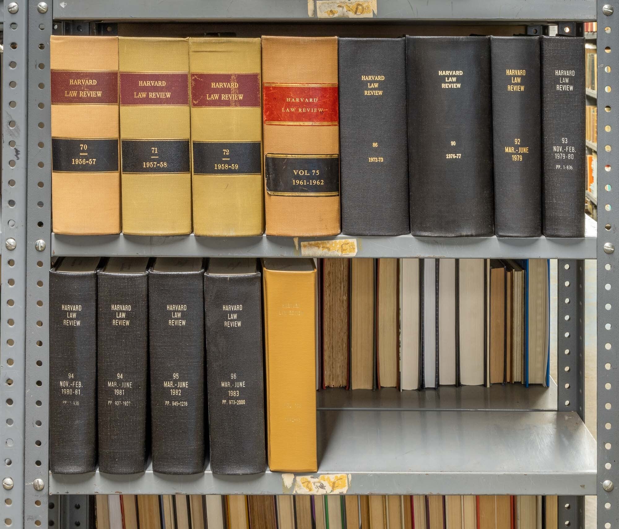 Harvard Law Review. 13 Vols. (1956-1993). (4) feet of shelf space by ...