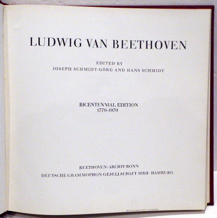LUDWIG VON BEETHOVEN: BICENTENNIAL EDITION 1770 - 1970 by (Beethoven ...