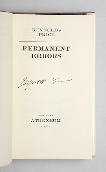 Permanent Errors. von PRICE, Reynolds.: Signed by Author(s) | Peter ... Permanent Errors. von PRICE, Reynolds.: Signed by Author(s) | Peter ...