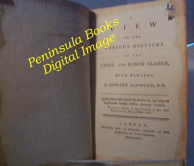 A View Of The Various Editions Of The Greek And Roman Classics With ...