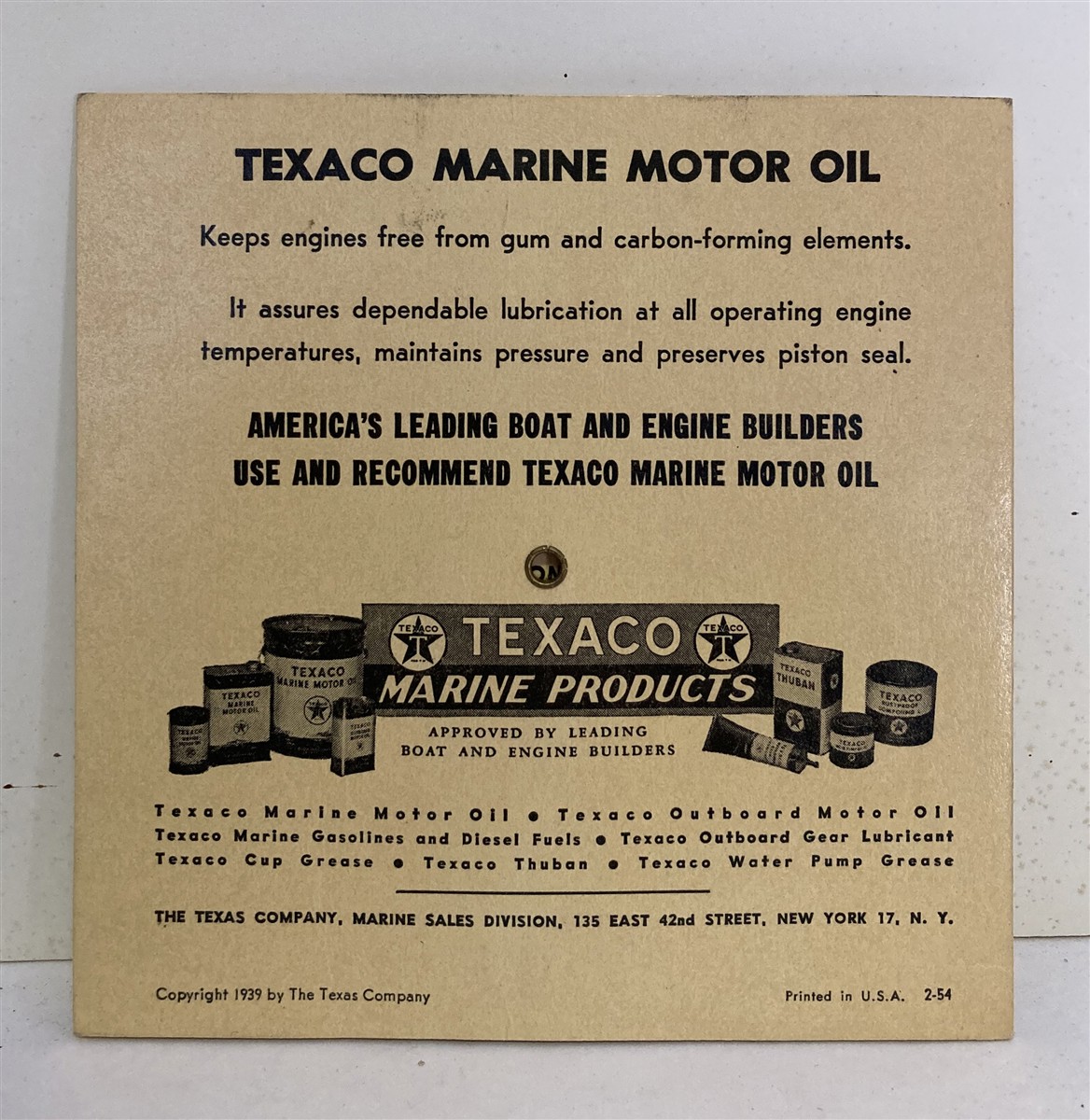 1939 Texaco Waterways Service Pocket Pelorus, Marine Products by Texaco ...