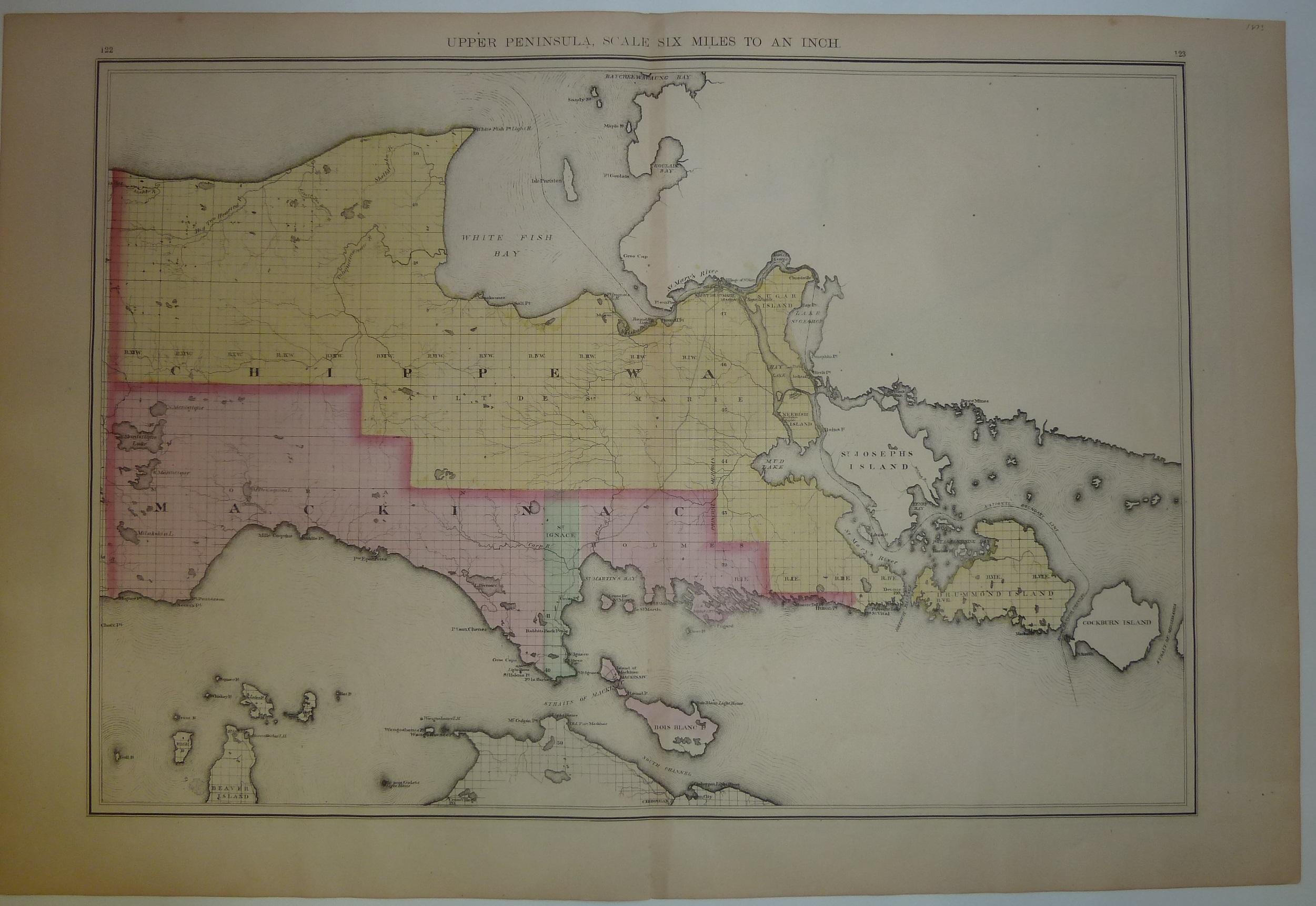 Upper Peninsula of Michigan, Scale: Six Miles to an Inch by Walling ...