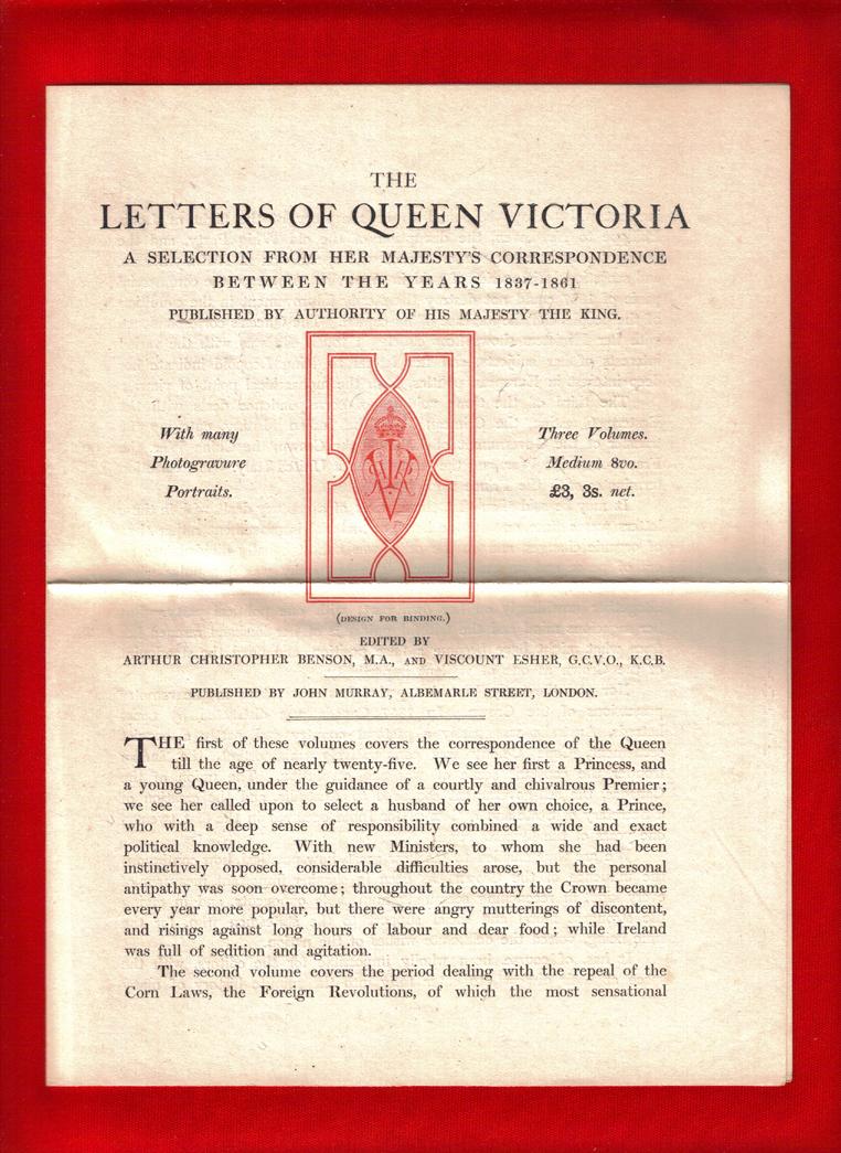 The Letters of Queen Victoria [publisher's Advance pamphlet] [ephemera ...