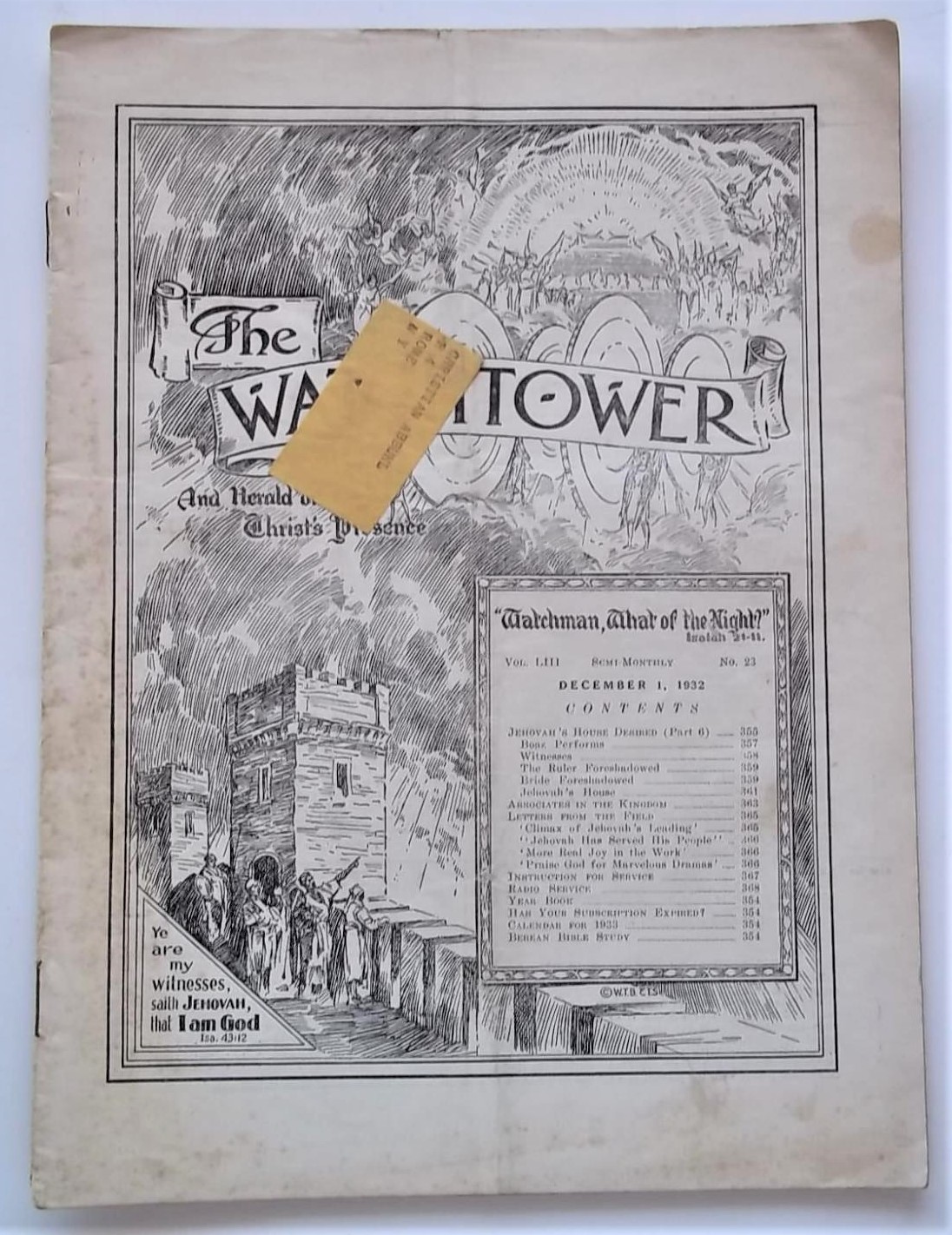The Watchtower And Herald of Christ's Presence (Vol. LIII No. 23 ...