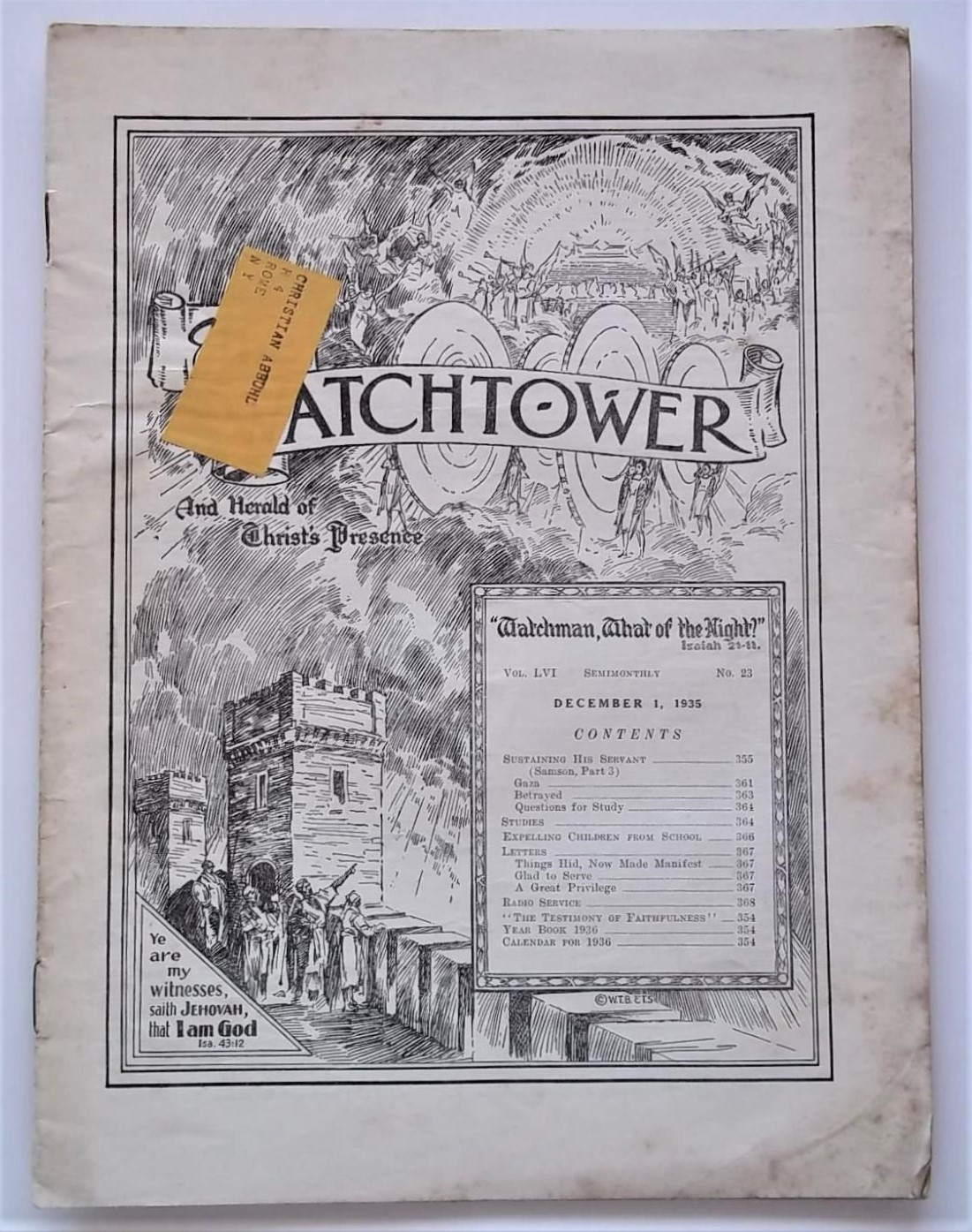 The Watchtower And Herald of Christ's Presence (Vol. LVI No. 23 ...