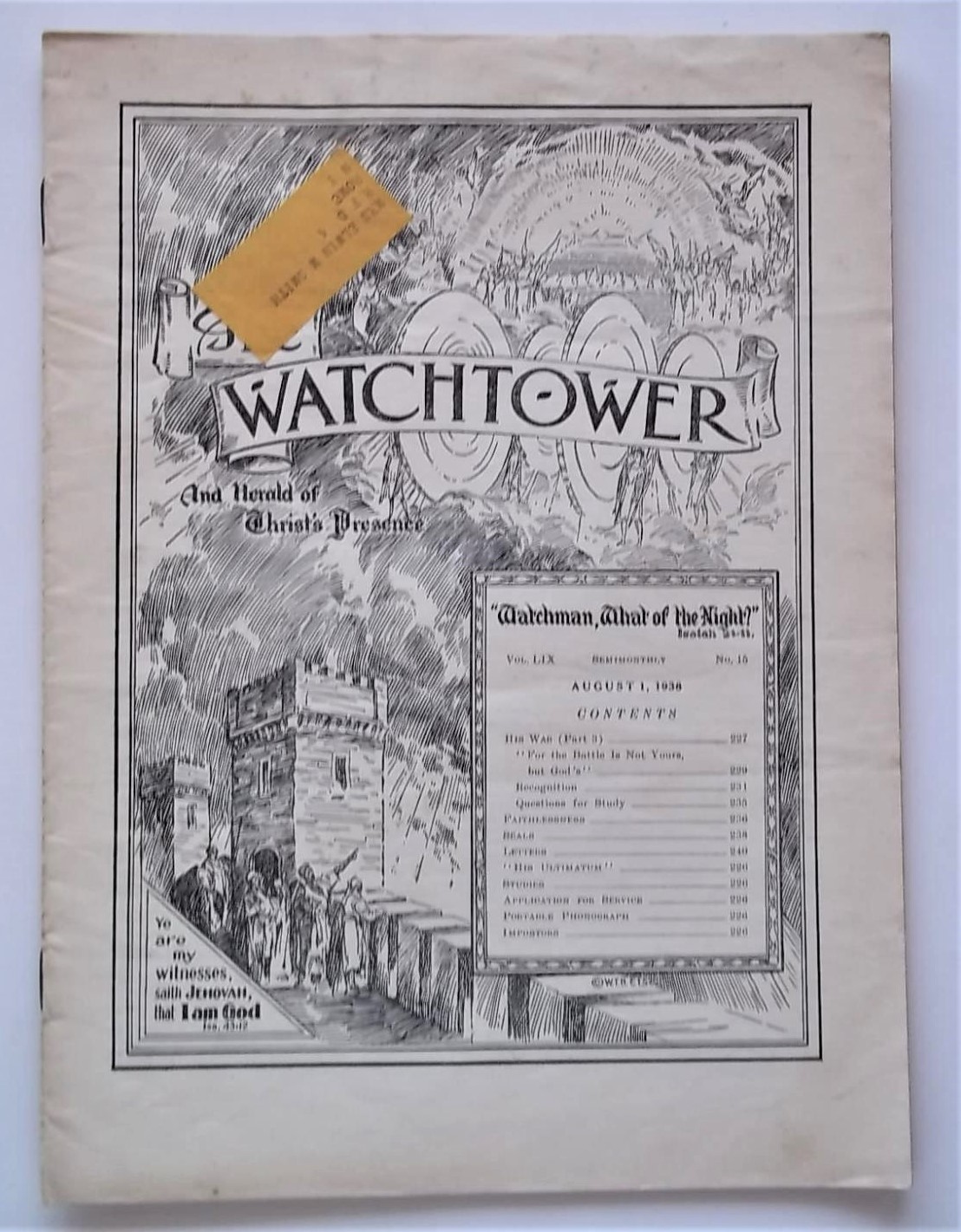 The Watchtower And Herald of Christ's Presence (Vol. LIX No. 15 August ...