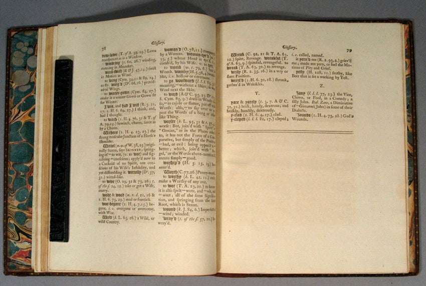 GLOSSARY TO SHAKESPEARE by CAPELL, Edward: (1775) | Boston Book Company ...