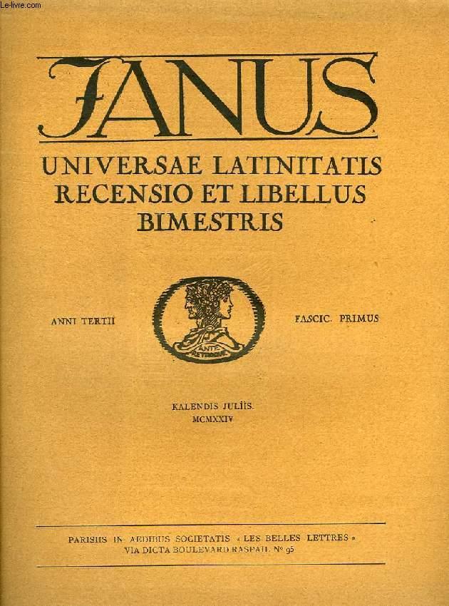 JANUS, ANNI TERTII, FASC. PRIMUS, KALENDIS JULIIS 1924, UNIVERSALE ...