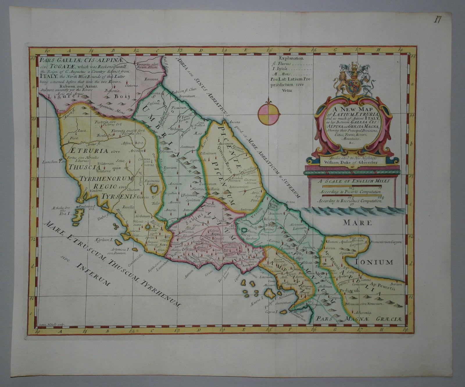 A New Map of Latium Etruria and as much of Antient Italy as lay Between ...