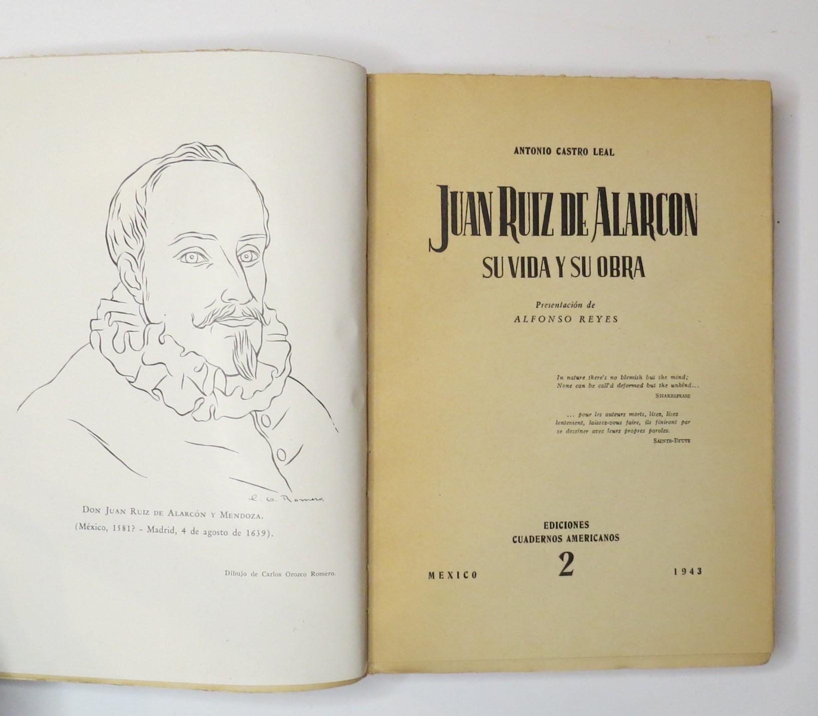 Juan Ruiz De Alarcón, Su Vida Y Su Obra by Castro Leal, Antonio: Bien ...