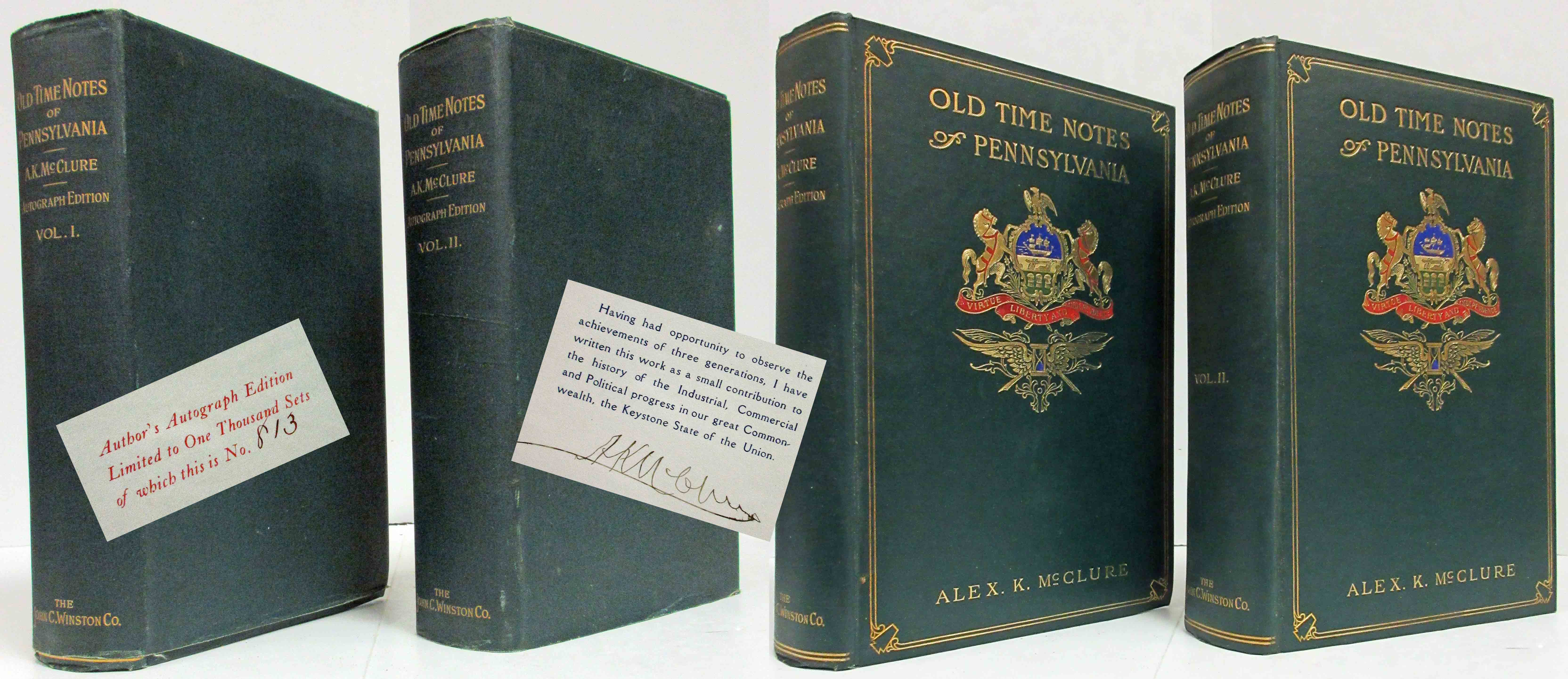 OLD TIME NOTES OF PENNSYLVANIA (VOLUMES 1 & 2) by McClure, A ...