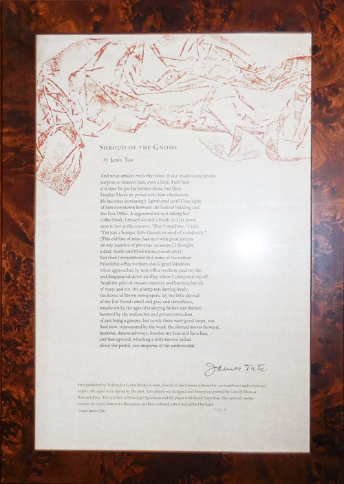 Shroud of the Gnome (Signed Lettered Broadside) by Tate, James: Fine ...