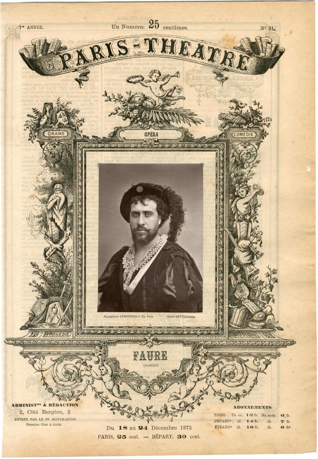 Lemercier, Paris-Théâtre, Jean-Baptiste Faure (1830-1914), baryton ...