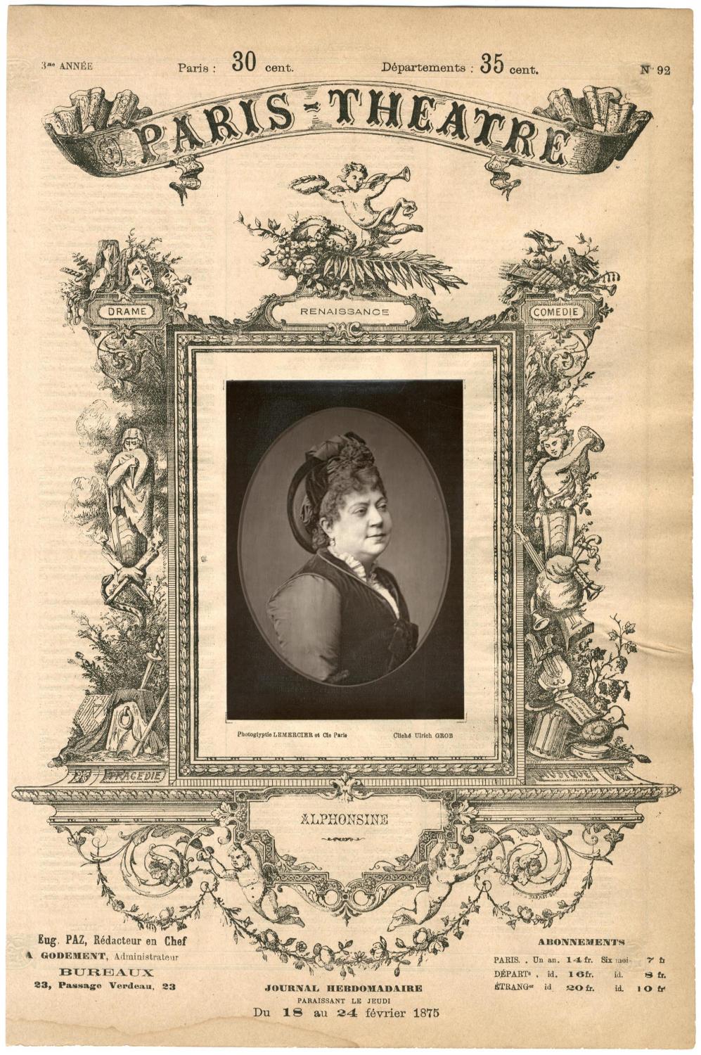 Lemercier et Cie, Paris-Théâtre, Jeanne Benoit dite Alphonsine (1829 ...