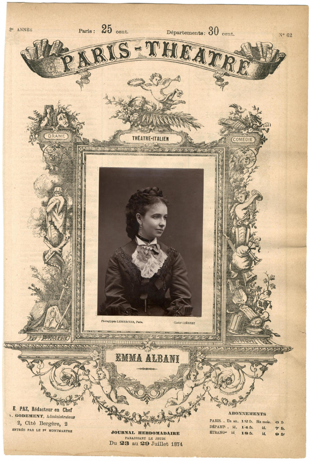 Lemercier, Paris-Théâtre, Emma Albani née Marie-Louise-Emma-Cécile ...
