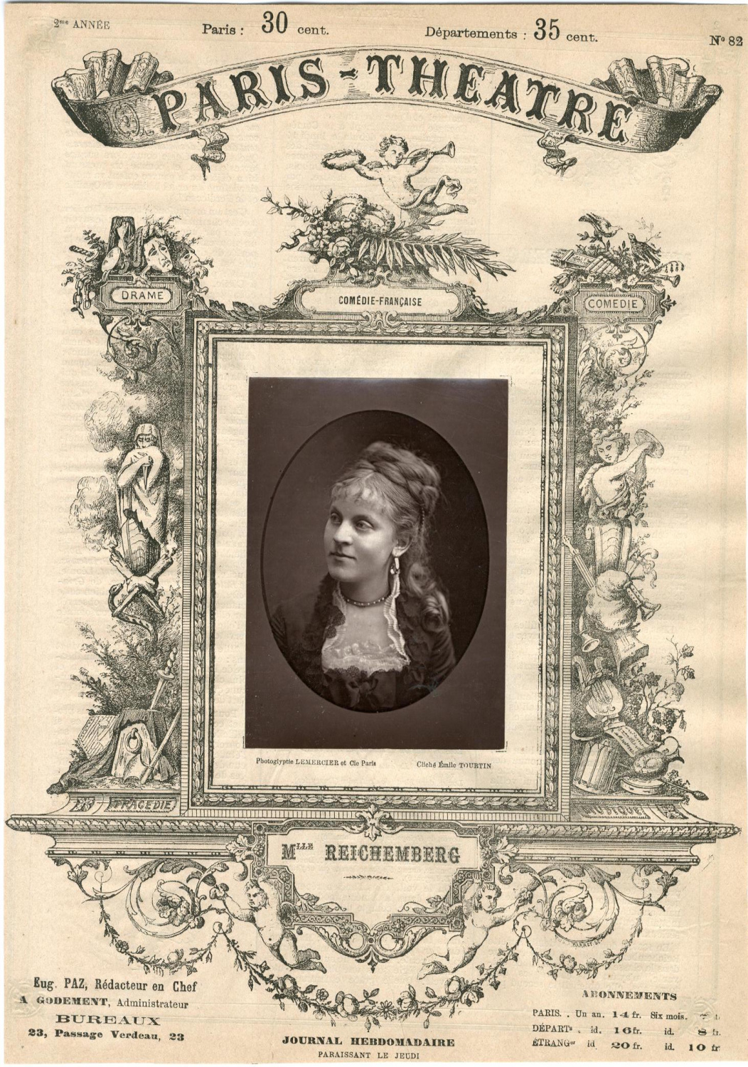 Lemercier, Paris-Théâtre, Suzanne Reichenberg (1853-1924), actrice by ...