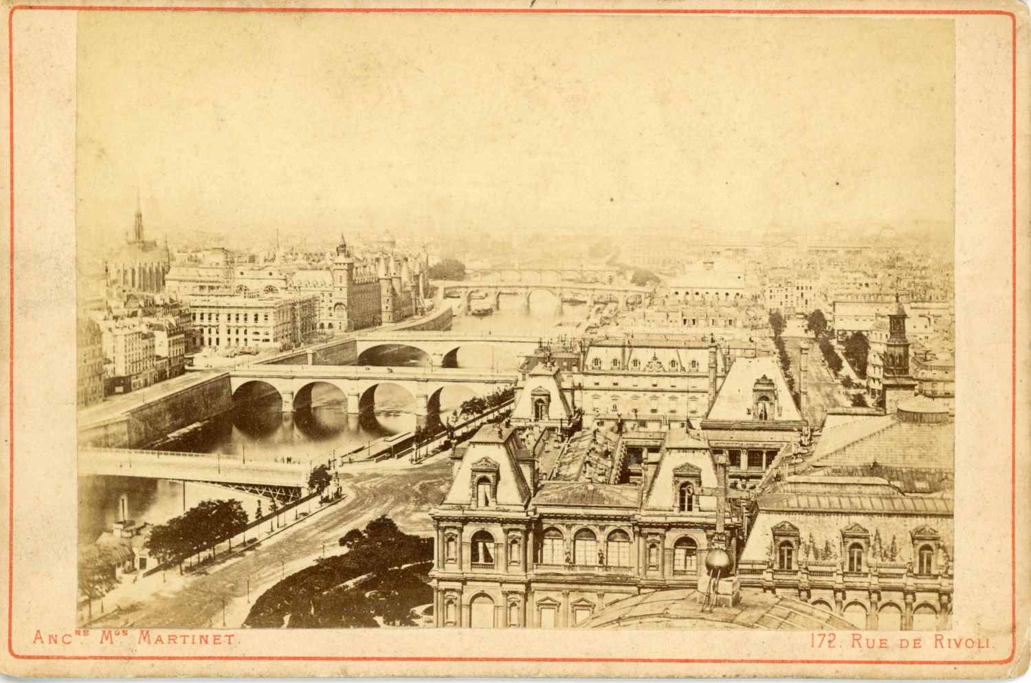 France, Paris, Panorama des Ponts et Ile de la Cité, ca.1880 vintage ...