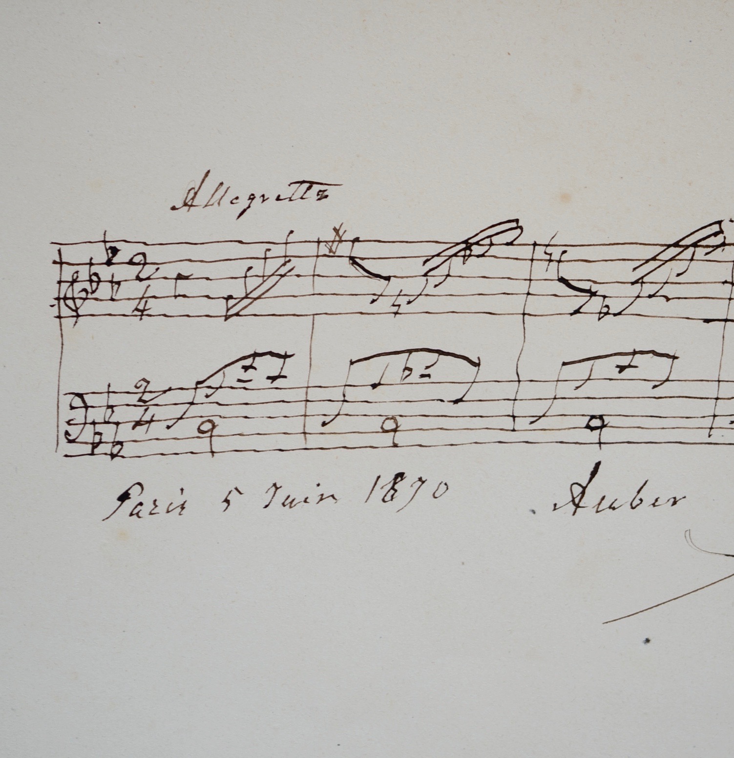 Petit manuscrit musical d'Auber, daté de 1870 by Auber Daniel François ...