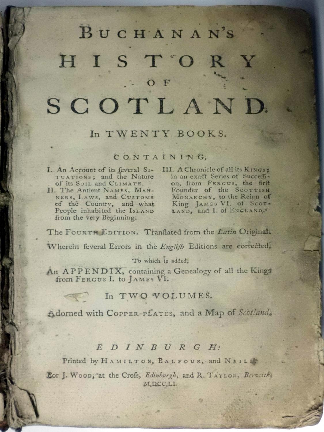 Buchanan's History Of Scotland In Twenty Books Containing etc.Volume 1 ...