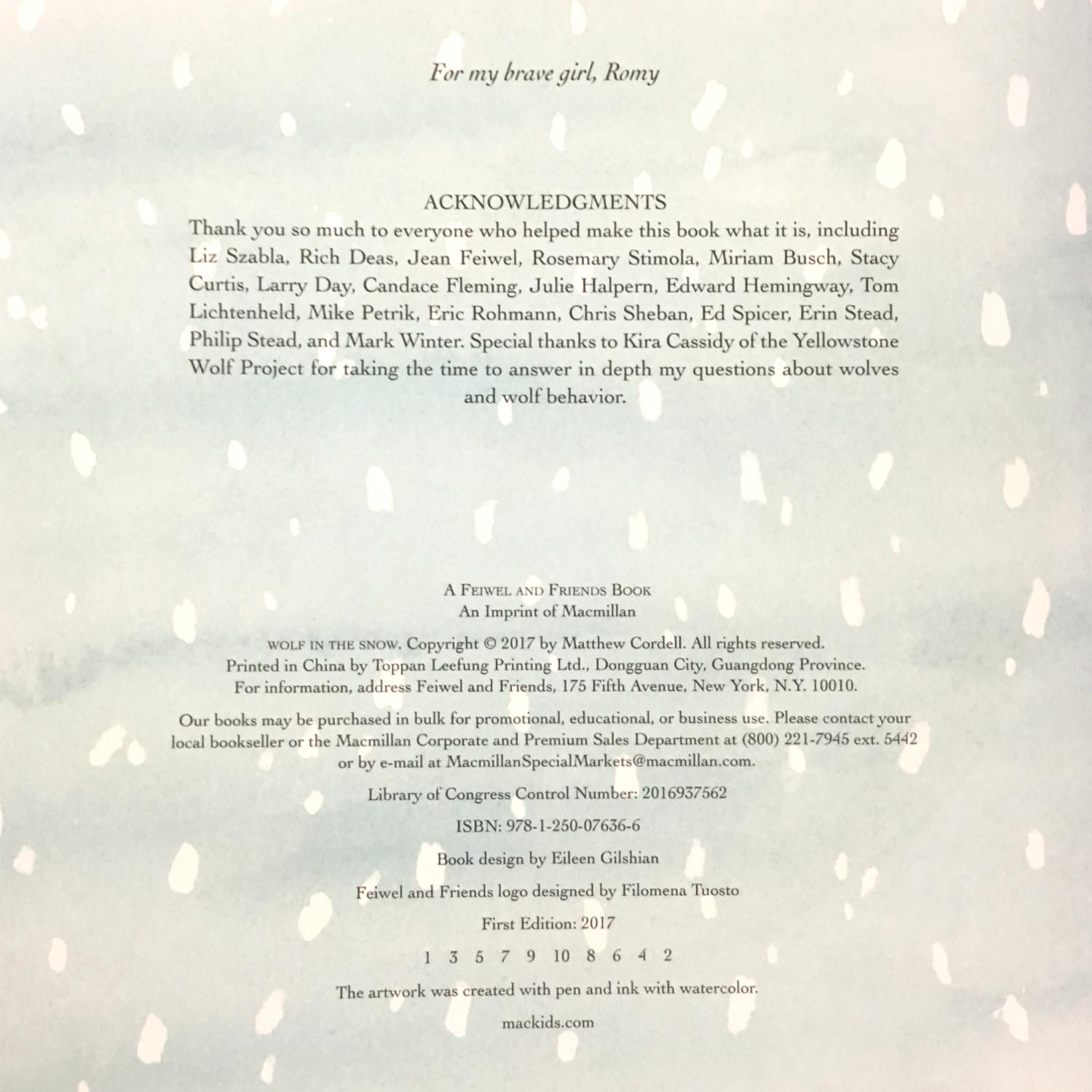 Wolf in the Snow by Cordell, Matthew: Fine Hard Cover (2017) First ...