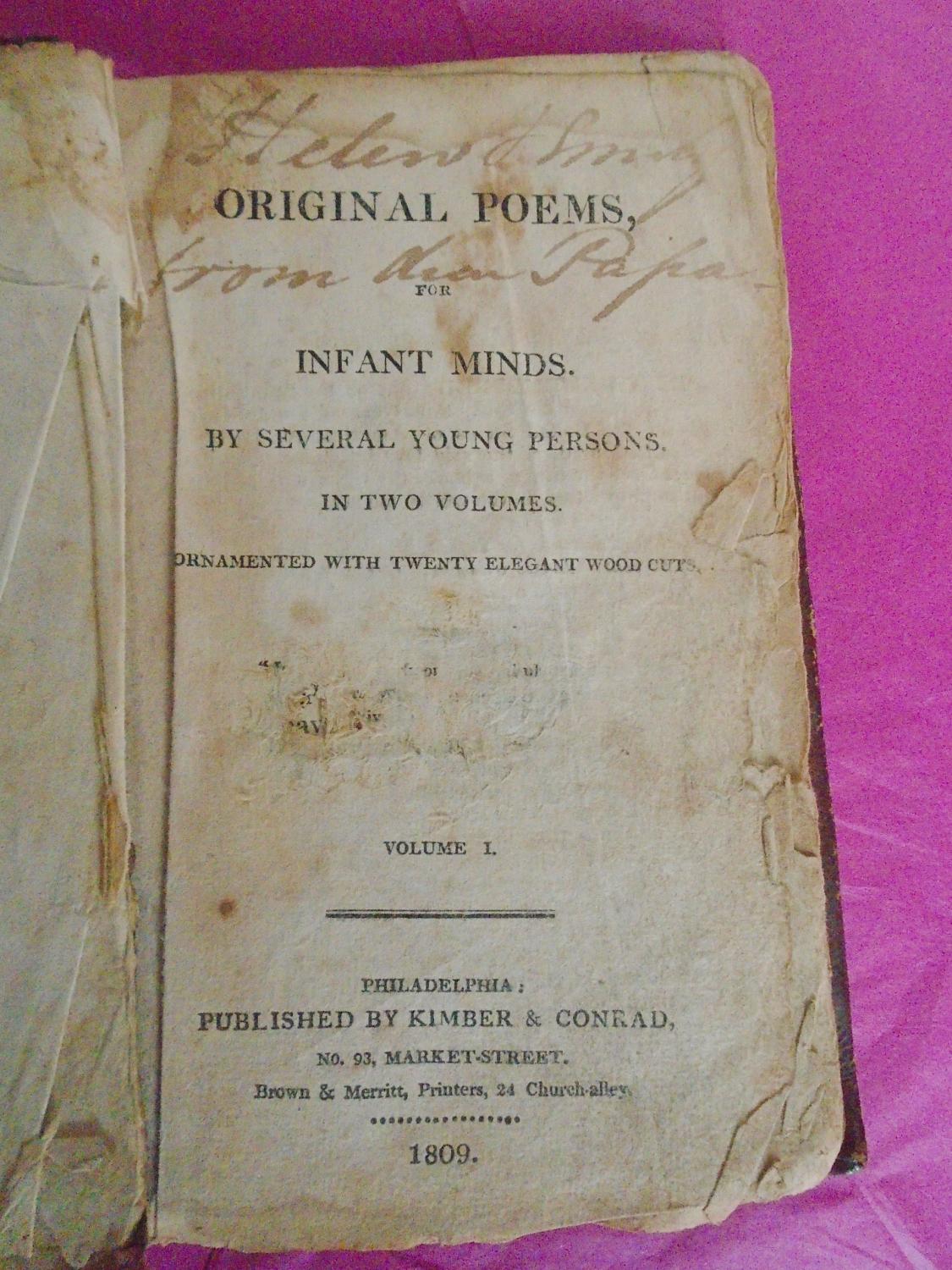 ORIGINAL POEMS FOR INFANT MINDS [VOLUME 1 ONLY] by Several Young ...