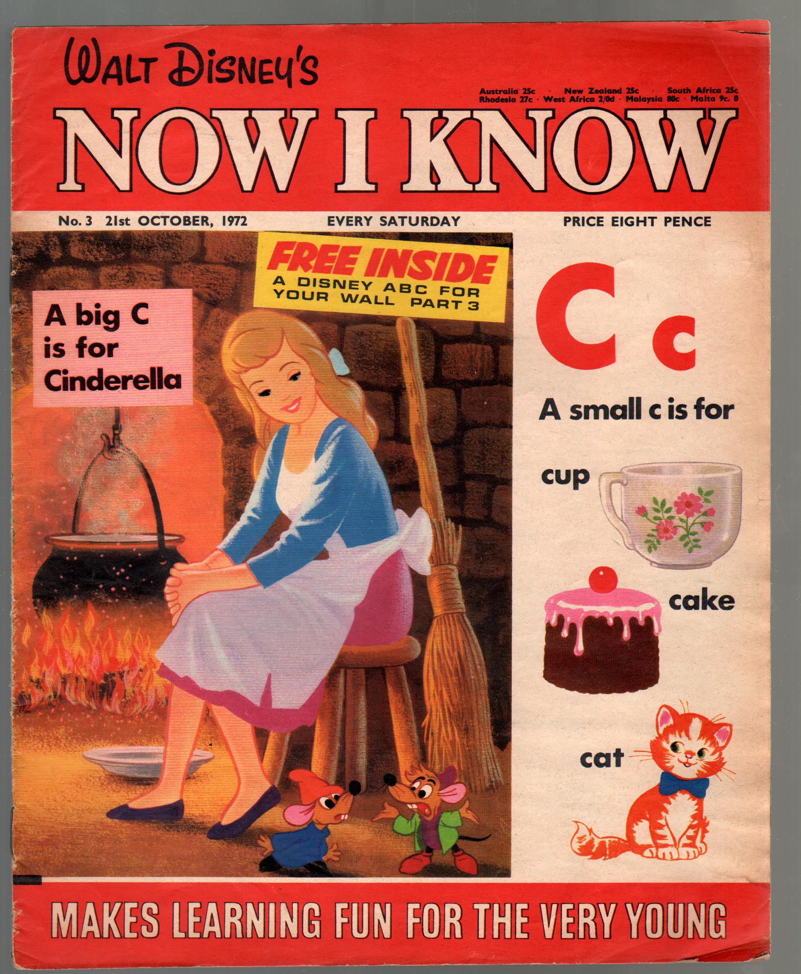 Walt Disney's Now I Know #3 1972-U.K.-comic style art-games-Cinderella ...