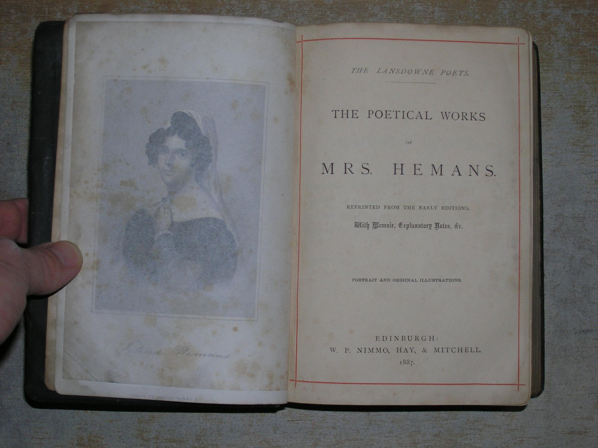 The Poetical Works Of Mrs Hemans by Mrs Hemans: Good Hardcover (1887 ...