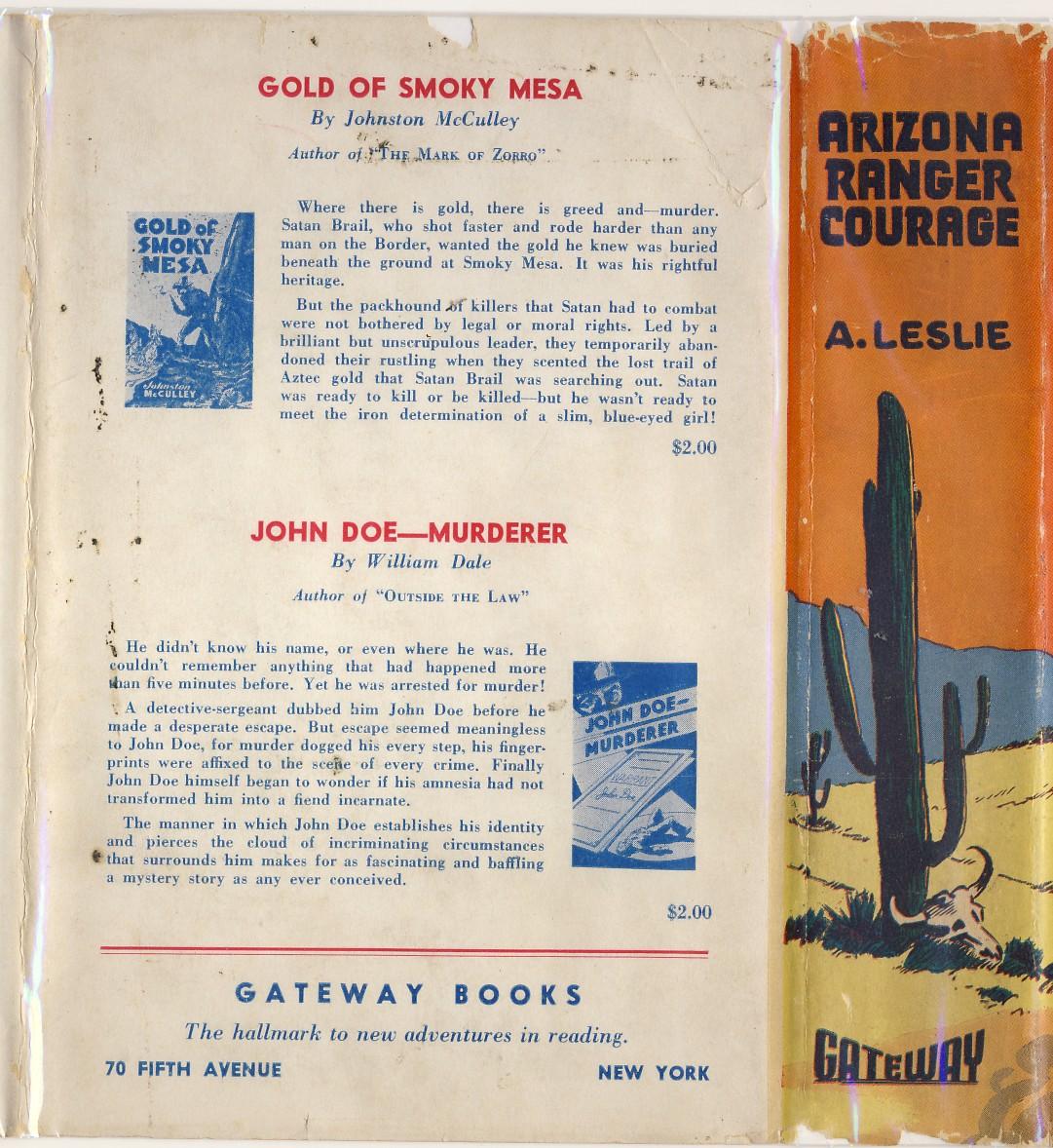 ARIZONA RANGER COURAGE by Leslie, A.: VG+ Cloth (1942) First Edition ...