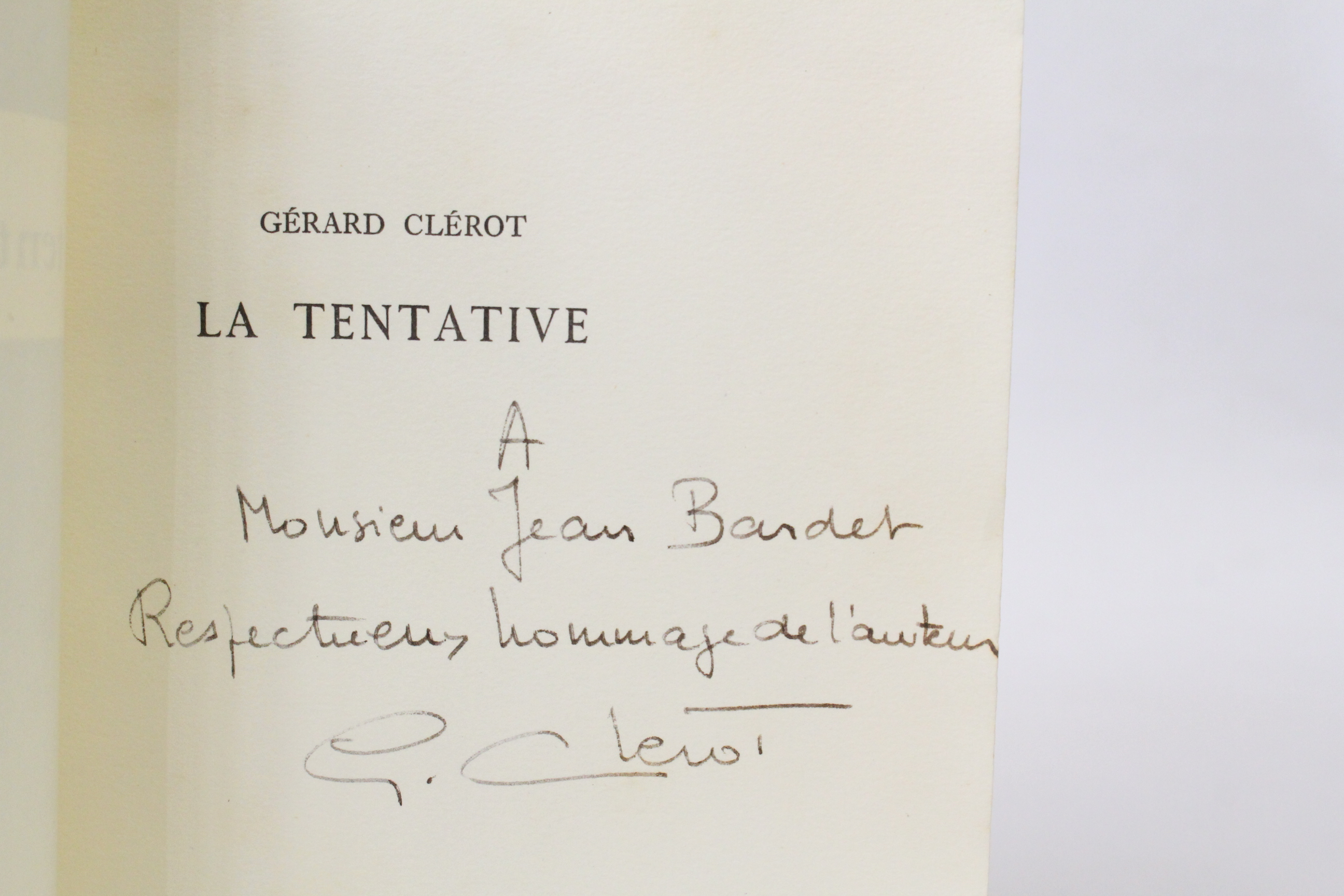 La tentative by CLEROT Gérard: couverture souple (1959) Signed by ...