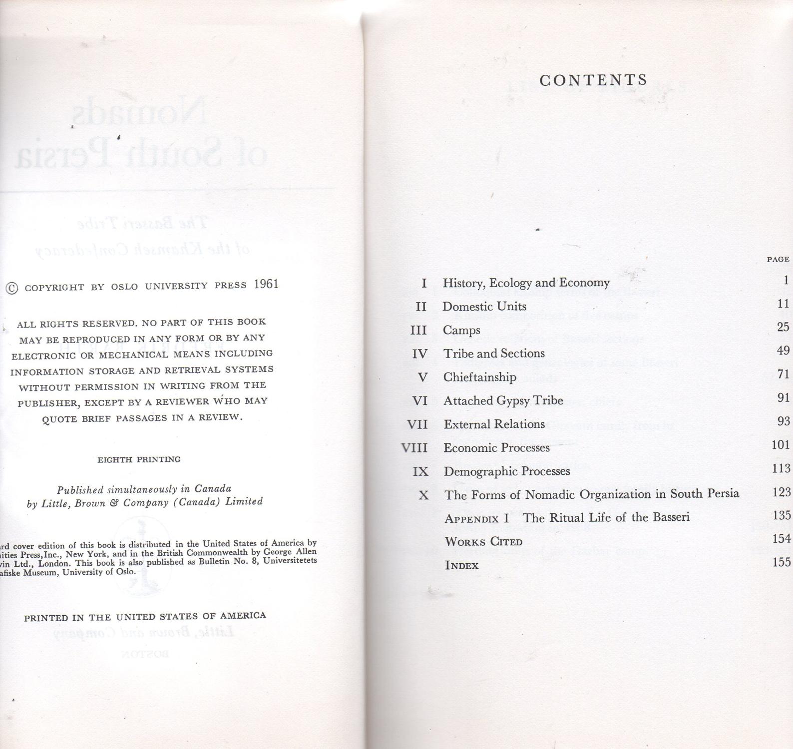 Nomads of South Persia: The Basseri Tribe of the Khamseh Confederacy by ...