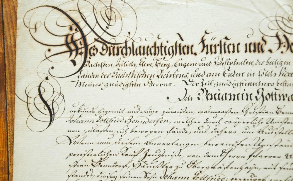 Handgeschriebene Urkunde mit Unterschrift des Amtmanns zu Rochlitz ...
