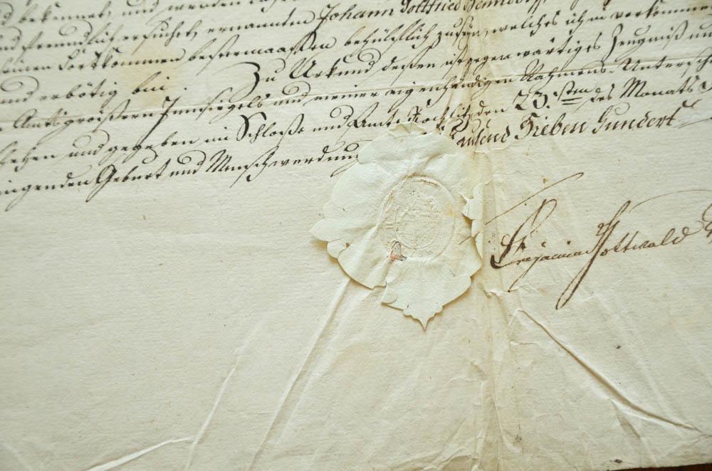 Handgeschriebene Urkunde mit Unterschrift des Amtmanns zu Rochlitz ...