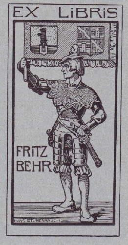 Exlibris für Fritz Behr. Klischéedruck von Hans Stubenrauch. von ...