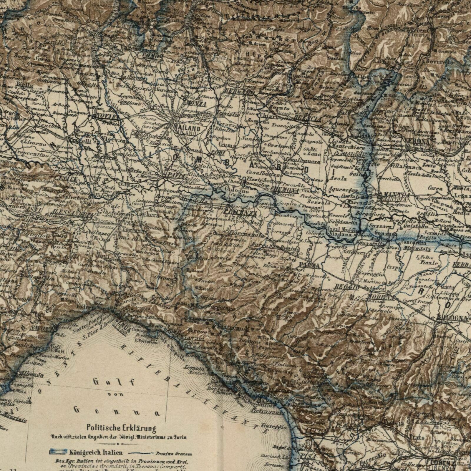 Northern Italy Lombardy Venezia Lakes region Milan Como 1867 Meyer ...