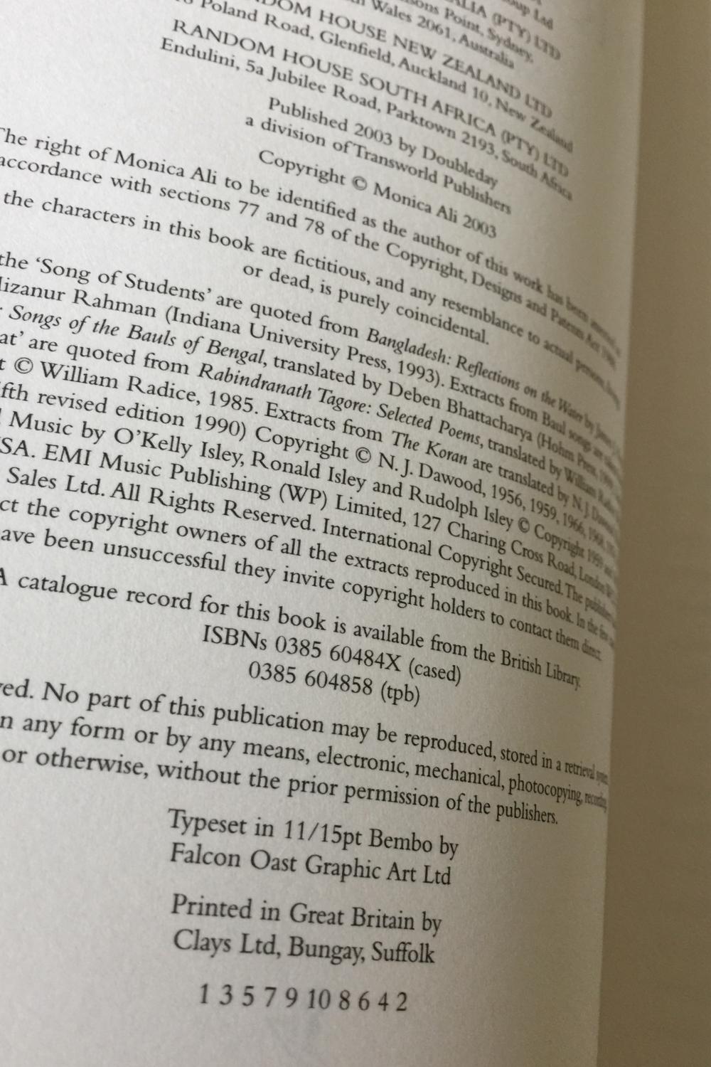 Brick Lane by Ali, Monica | N K Burchill Rana Books