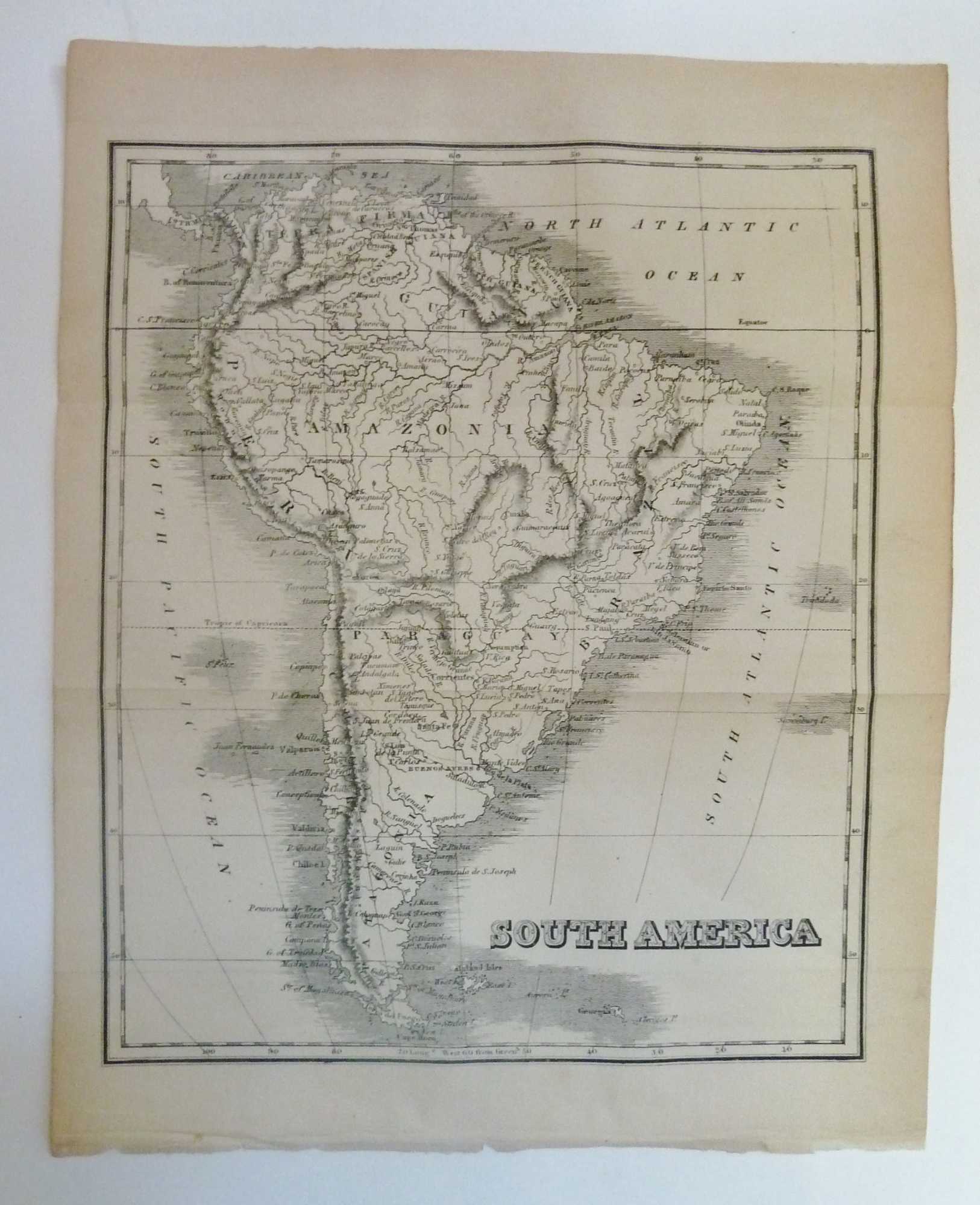 Map of South America 1842 ex The New Universal Gazetteer and ...