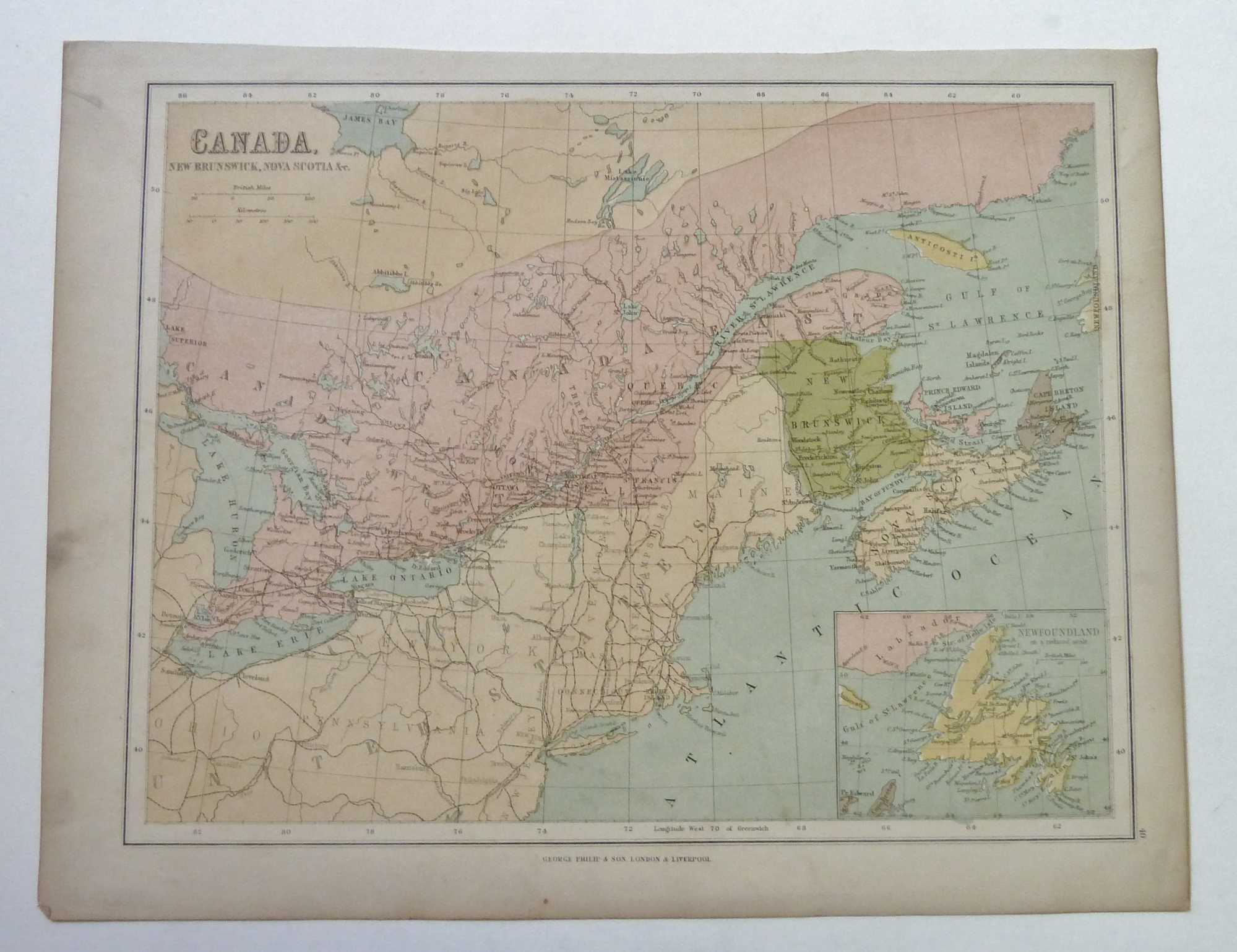 Canada, New Brunswick & Nova Scotia, c.1871 Antique Map by George ...