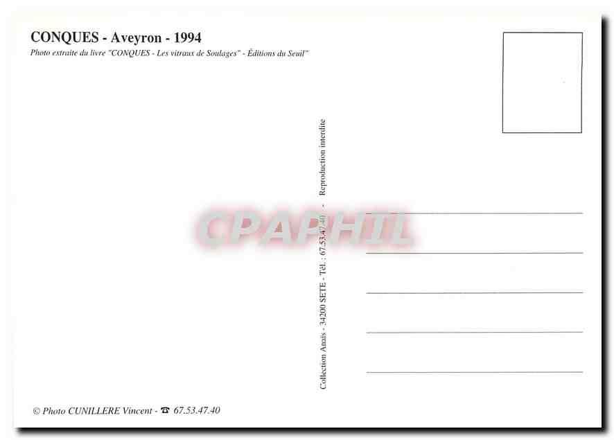 Carte Postale Moderne Conques Vitrail de Soulages: Manuscript / Paper ...