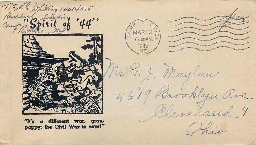 Lettre Cover 1945 Militaria Spirit of 44 Camp Ritchie: Manuskript ...