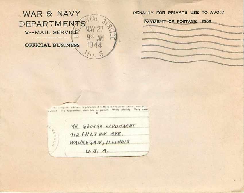 Lettre Cover US Army postal service War & Navy George Livonhardt ...