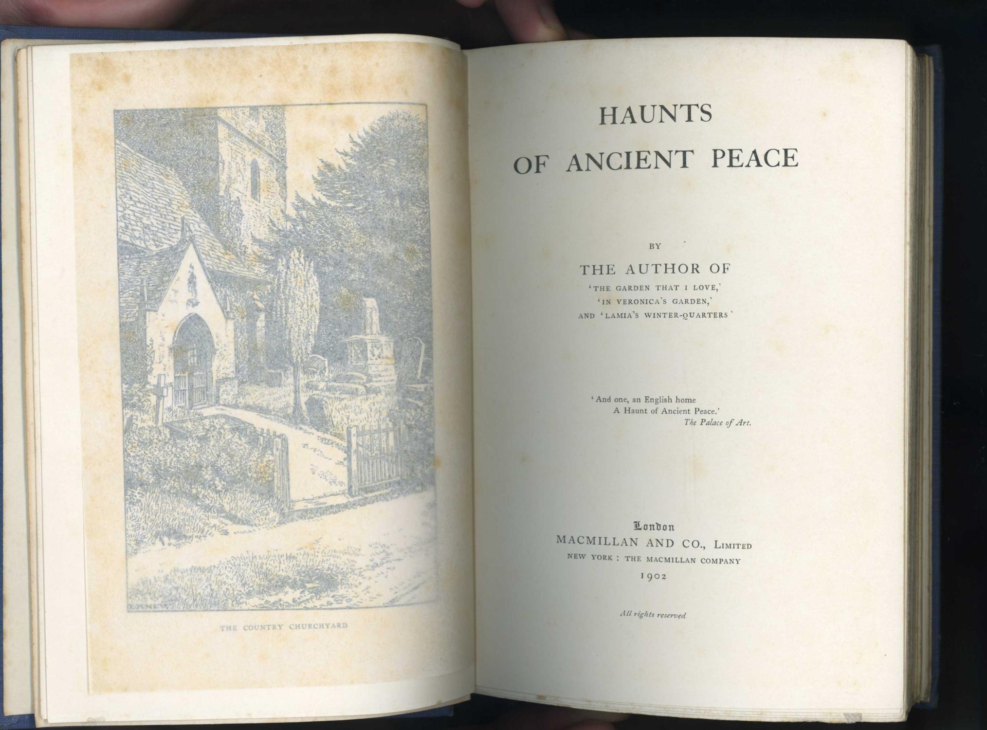 HAUNTS OF ANCIENT PEACE by Alfred Austin: Very Good Hardcover (1902 ...