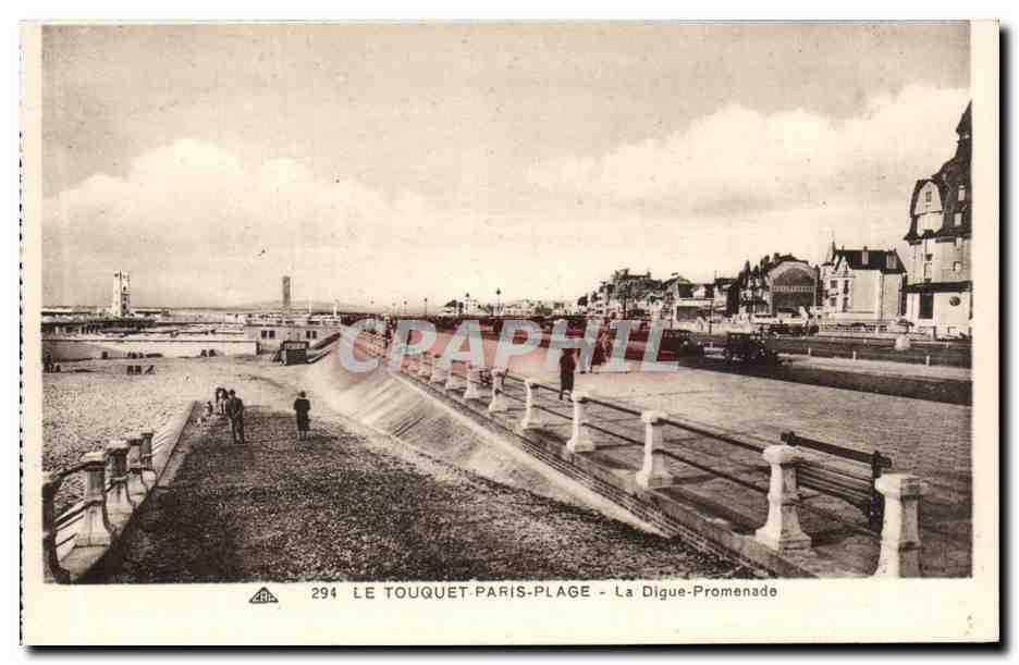Le Touquet Paris Plage - La Digue Promenade - Carte Postale Ancienne ...
