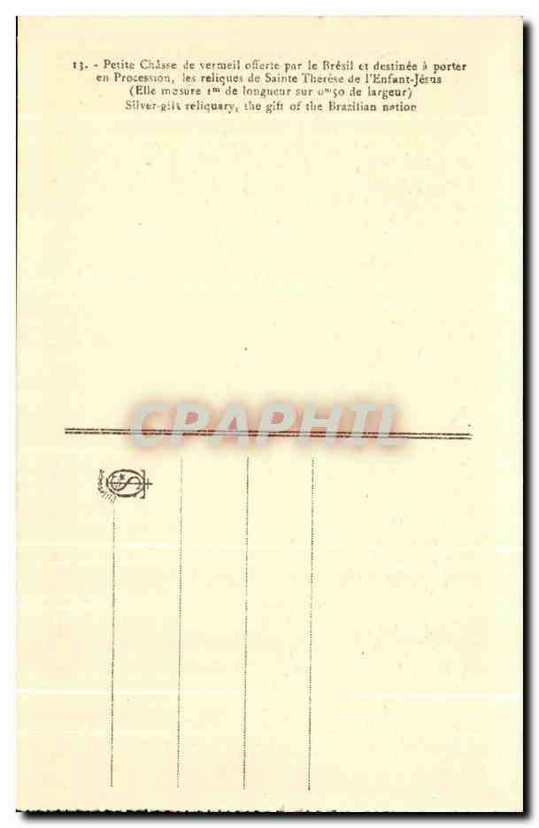 Carte Postale Ancienne petite Chasse de Vermeil offerte par le Bresil ...