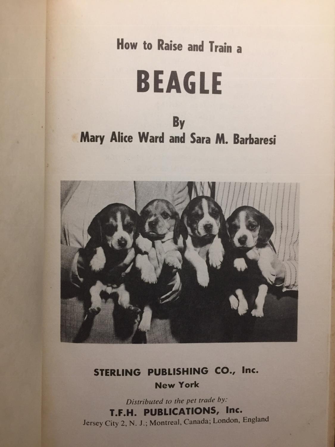 How To Raise And Train A Beagle by Mary Alice Ward And Sara M Barbaresi ...