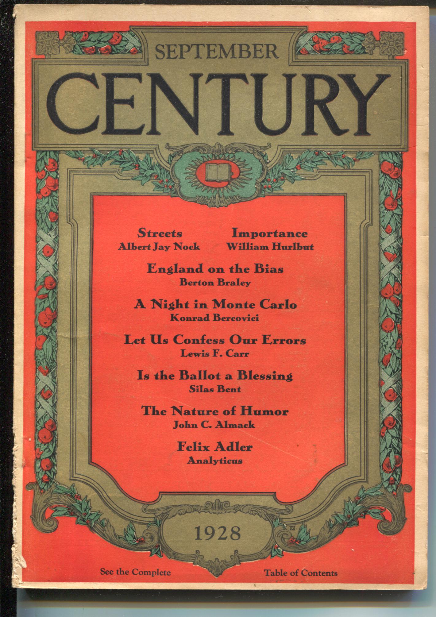 Century Illustrated Monthly Magazine 9/1928-pulp thrills-Monte Carlo-G ...