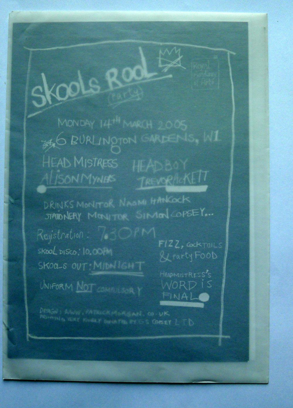 Skools Rool Party Royal Academy of Arts. Invitation to a party . by ...