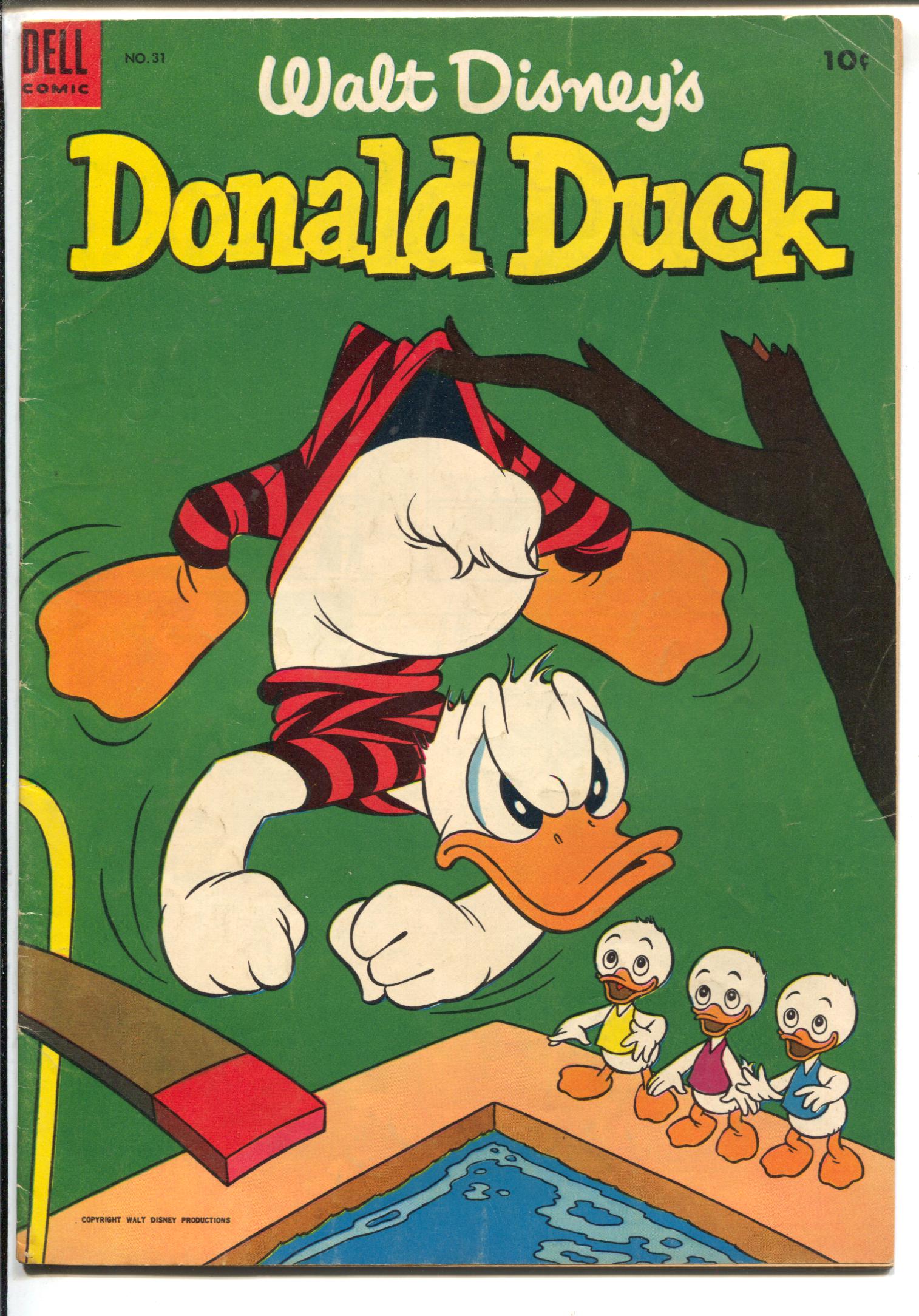 Donald Duck 31 1953-Dell-Walt Disney-diving board cover-FN-: (1953 ...